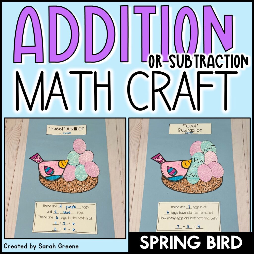 Spring Bird Addition or Subtraction Math Craft | Made By Teachers