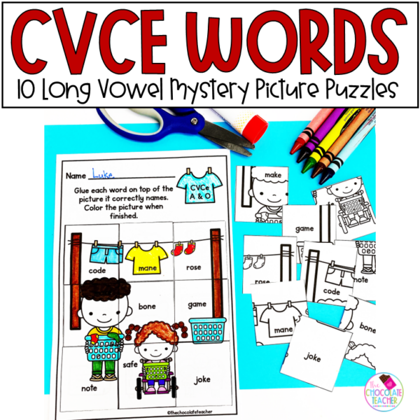 CVCE Worksheets with Magic E - No Prep Phonics Puzzles | Made By Teachers