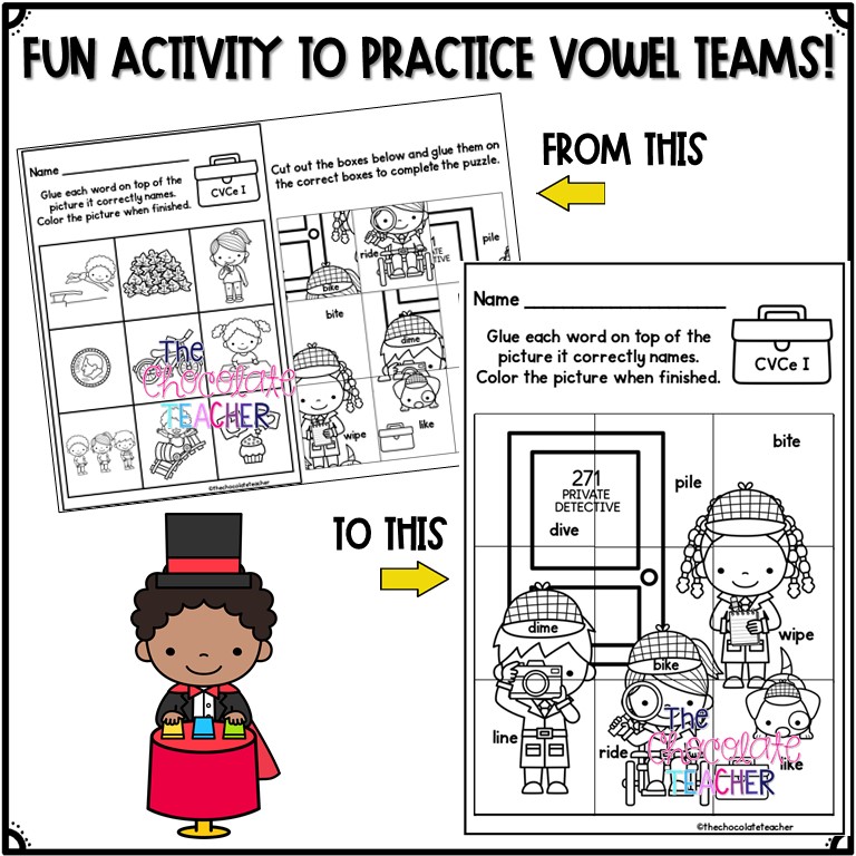 CVCE Worksheets with Magic E - No Prep Phonics Puzzles | Made By Teachers