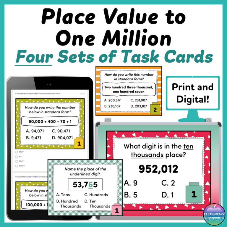 4th Grade Place Value Games with Task Cards to One Million Scoot | Made ...
