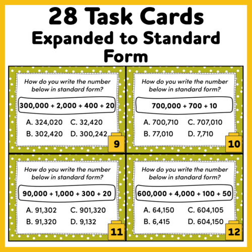 4th Grade Place Value Games with Task Cards to One Million Scoot | Made ...
