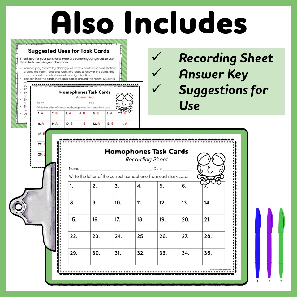 Homophones Activities and Games with Print and Digital Task Cards ...