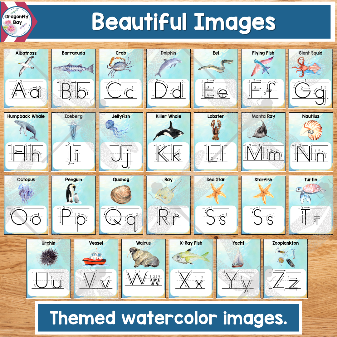 Ocean Alphabet Classroom Décor Posters in 12 Fonts EDITABLE | Made By ...