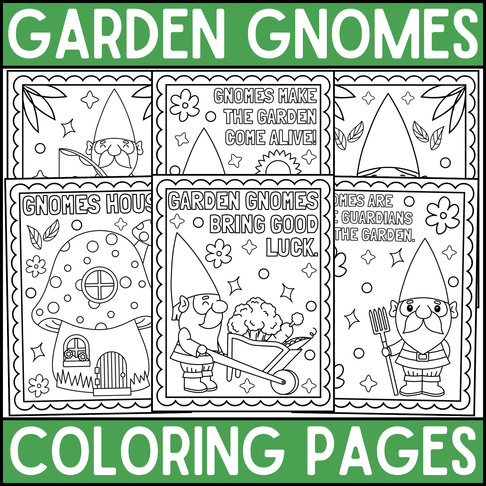 Garden Gnomes Coloring Pages | Spring Coloring Pages | Spring Coloring ...