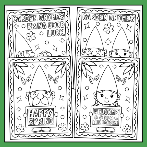 Garden Gnomes Coloring Pages | Spring Coloring Pages | Spring Coloring ...