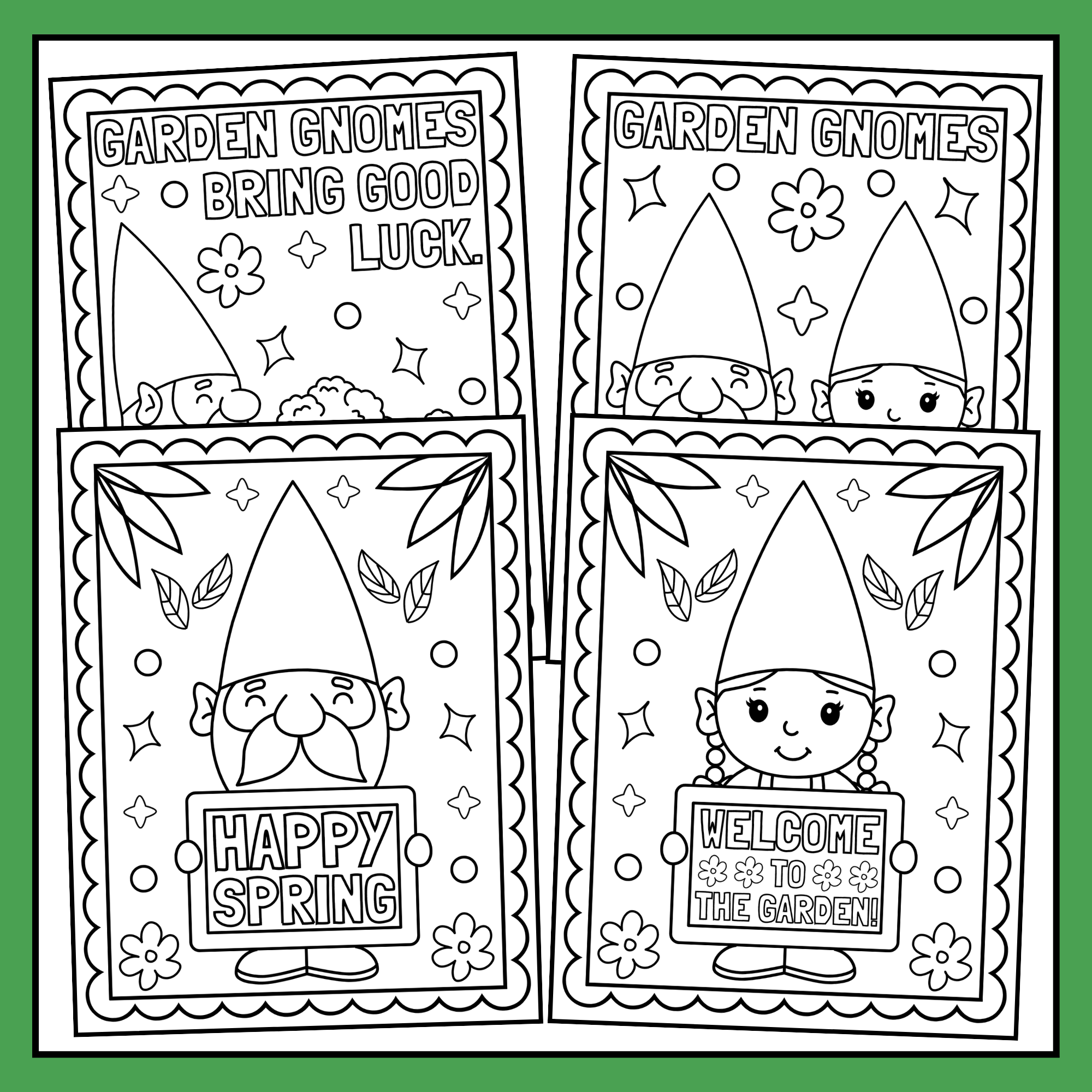 Garden Gnomes Coloring Pages | Spring Coloring Pages | Spring Coloring ...