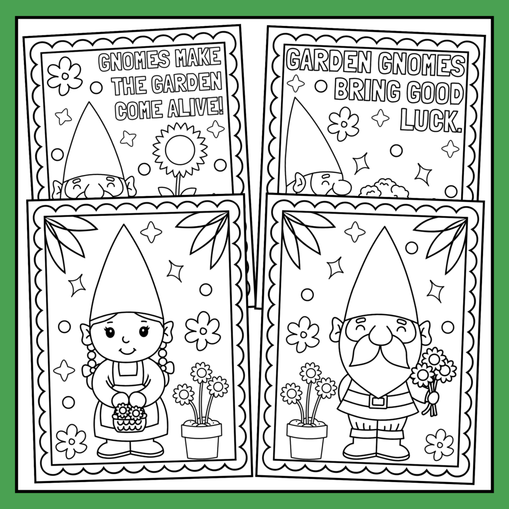 Garden Gnomes Coloring Pages | Spring Coloring Pages | Spring Coloring ...