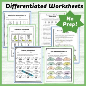 Homophone Worksheets, Literacy Centers, and Spelling Activities Print ...