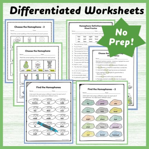 Homophone Worksheets, Literacy Centers, and Spelling Activities Print ...