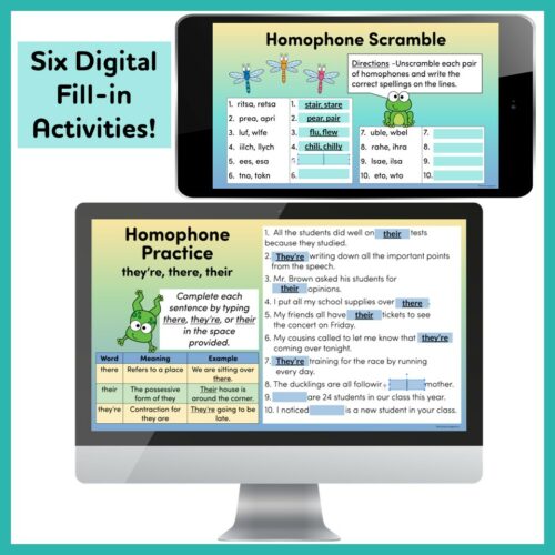 Homophone Worksheets, Literacy Centers, and Spelling Activities Print ...