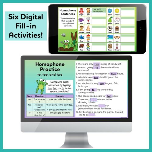 Homophone Worksheets, Literacy Centers, and Spelling Activities Print ...