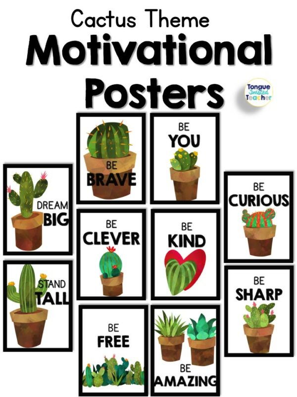 Cactus Cacti Plant Theme Motivational Posters Classroom Decor | Made By ...