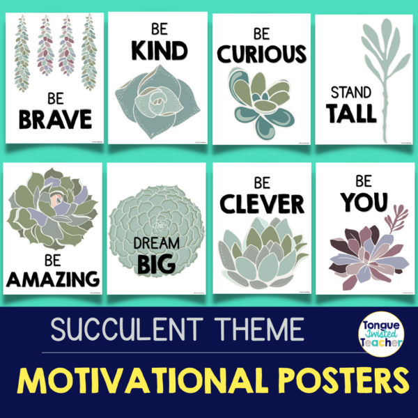 Succulent Plant Theme Motivational Posters Classroom Decor | Made By ...