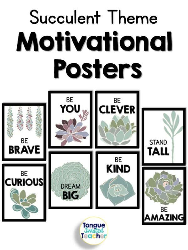Succulent Plant Theme Motivational Posters Classroom Decor | Made By ...