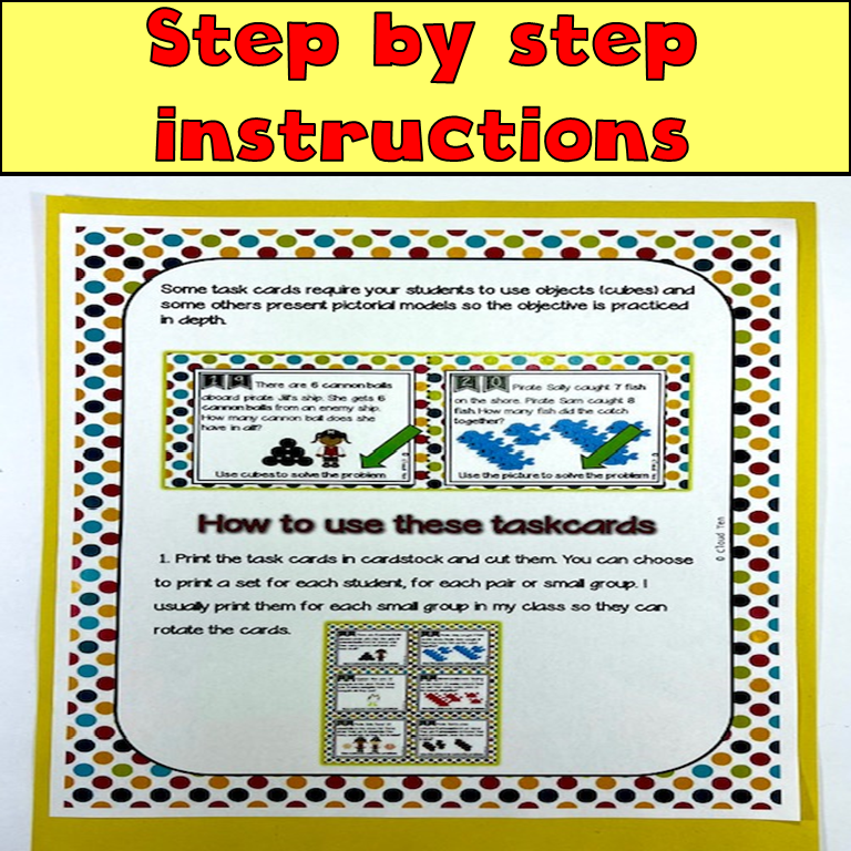 Result unknown joining word problem task cards | Made By Teachers