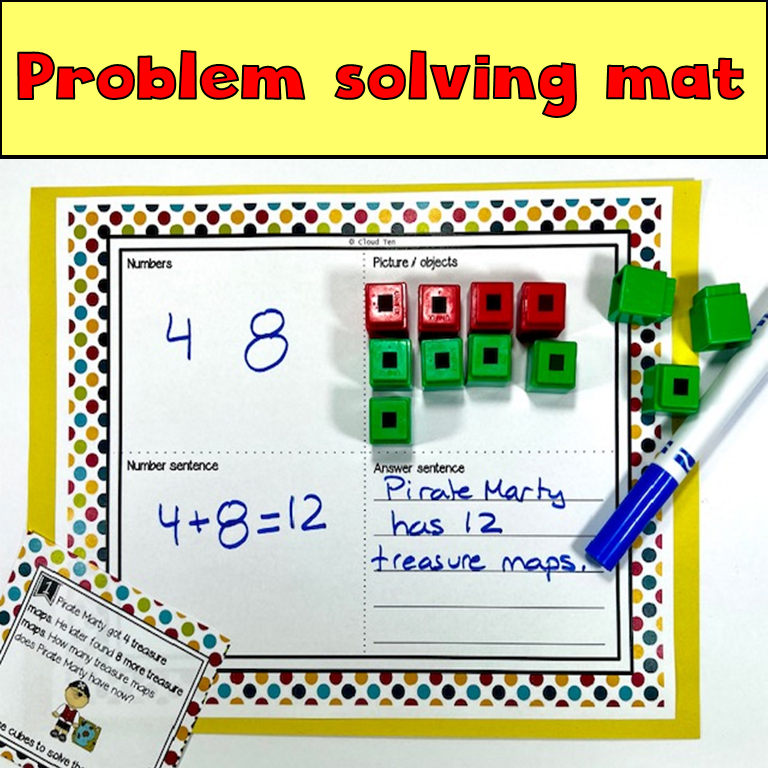 Result unknown joining word problem task cards | Made By Teachers