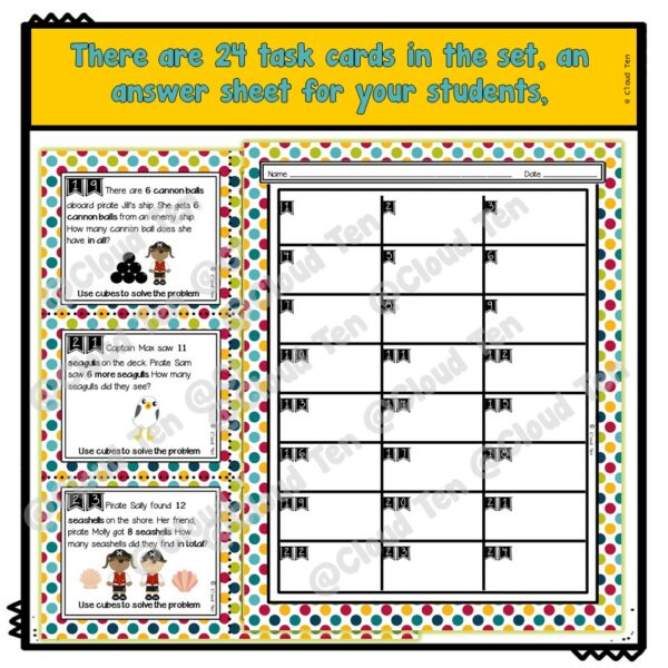 Result unknown joining word problem task cards | Made By Teachers