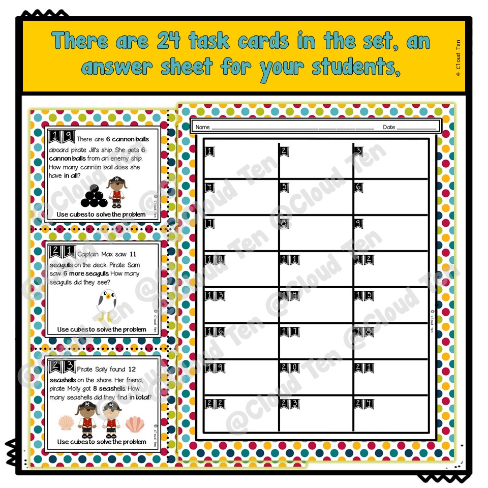 Result unknown joining word problem task cards | Made By Teachers