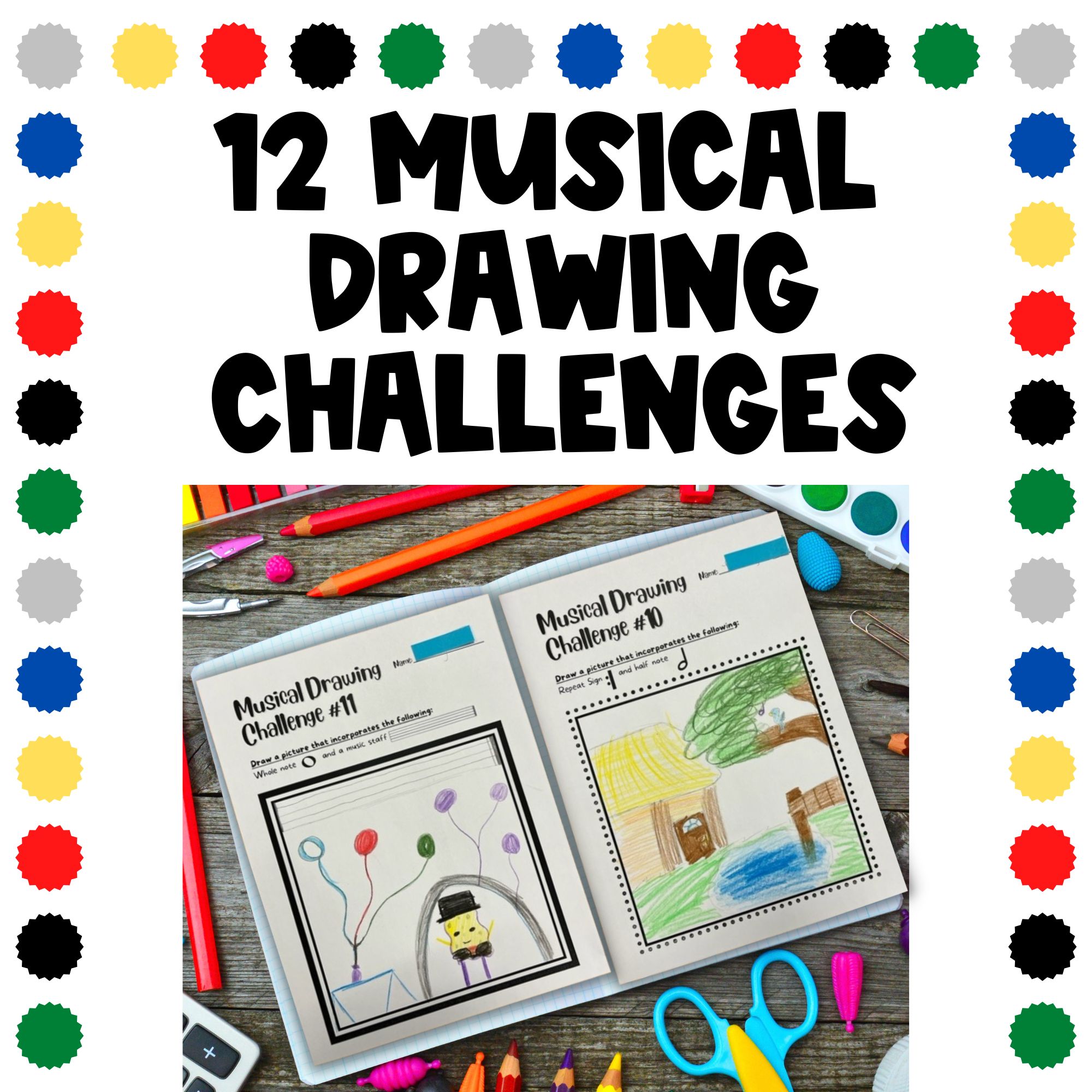 Musical Drawing Challenges- 12 activity pages for your music classes ...