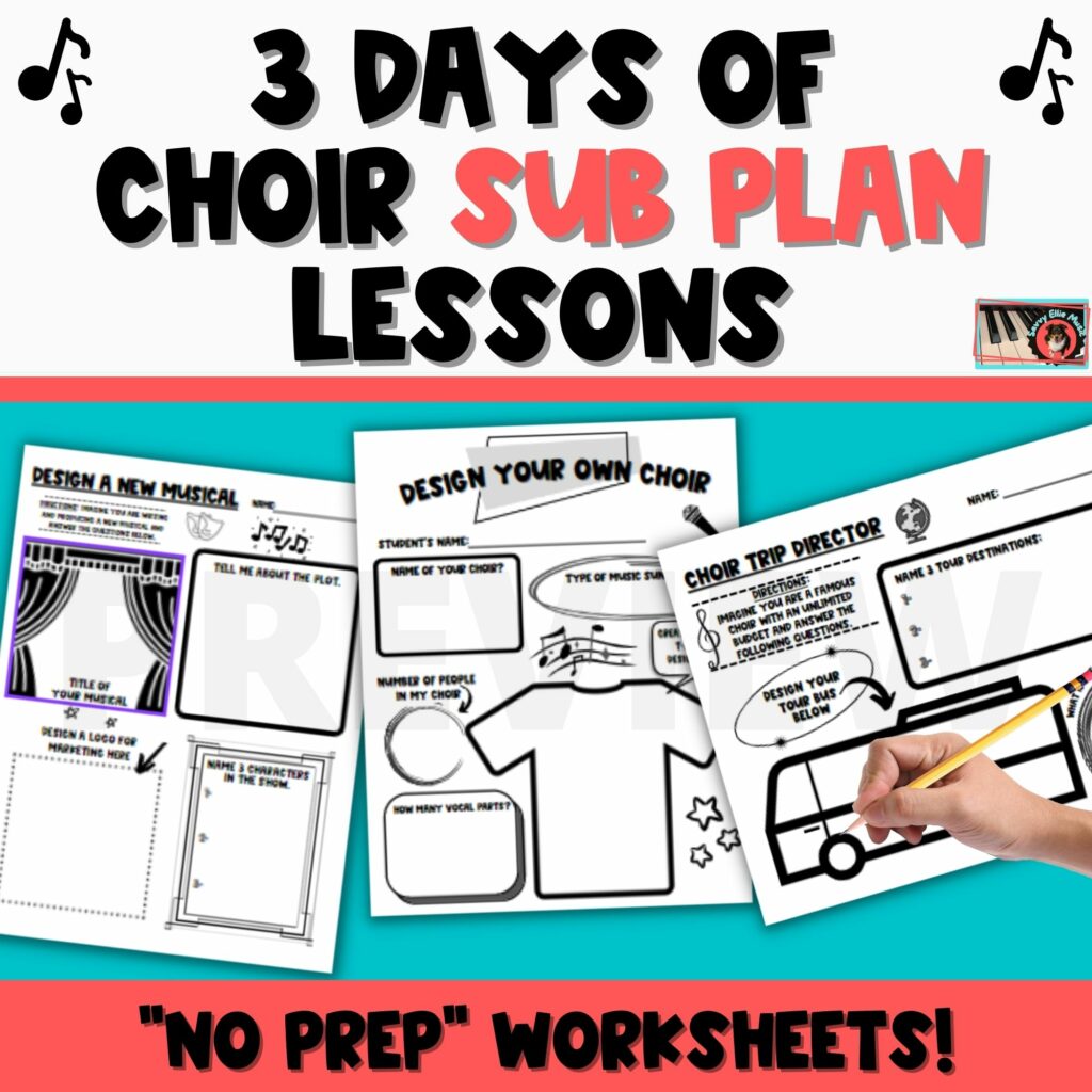 Creative Choir Sub Plans- 3 Days of NO PREP, Fun Lessons. Choir Lesson ...