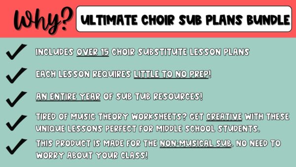 BUNDLE of Choir Sub Plans - over 15 days of NO PREP lessons for a year ...