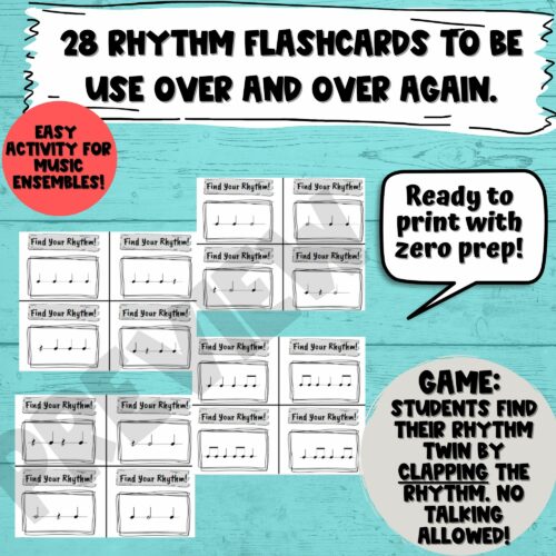 Find Your Rhythm Flashcard Music Game - minimal prep | Made By Teachers