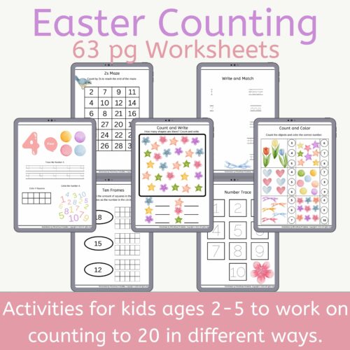 Easter PreK Counting Worksheets with Eggs, Flowers, and Baby Animals ...