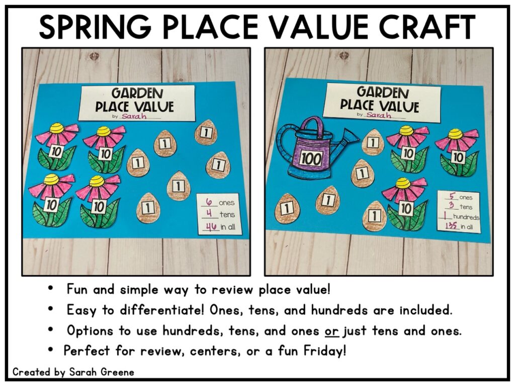 Spring Garden Place Value Math Craft | Made By Teachers