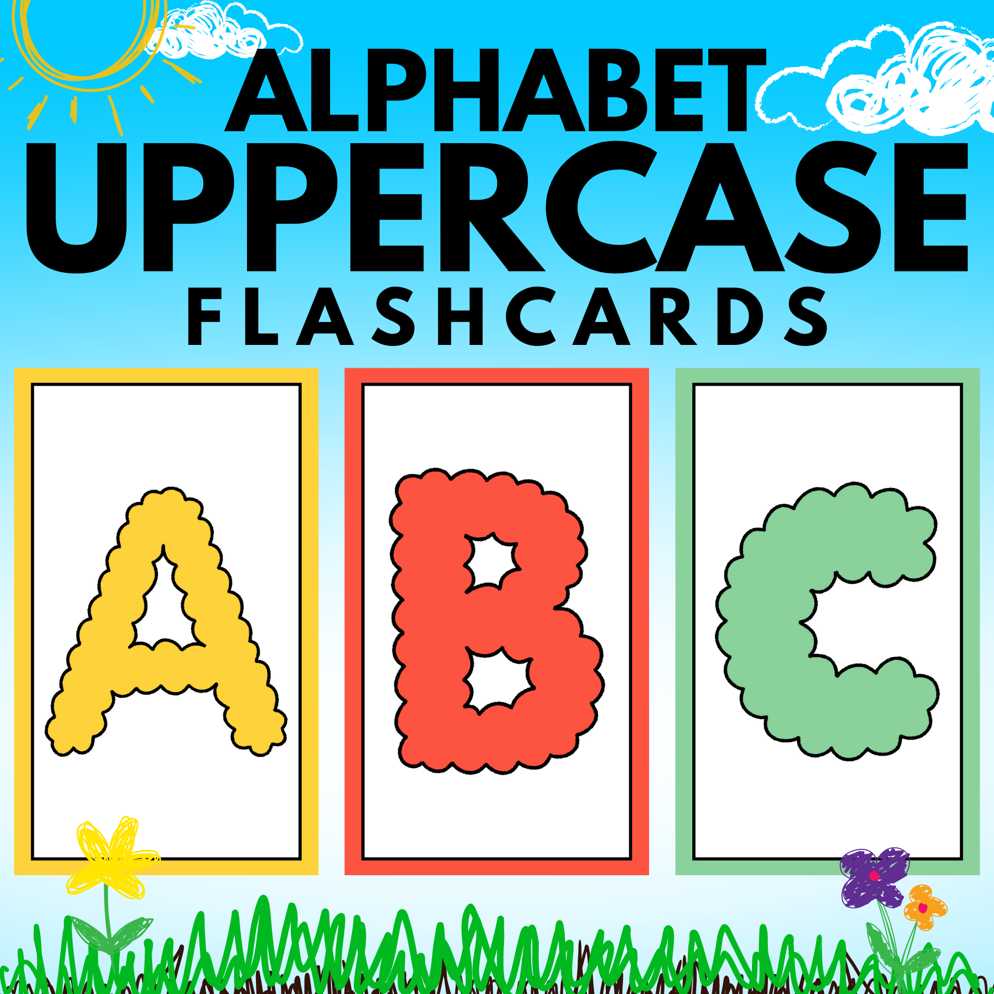 Alphabet Flashcards for Pre-K and Kindergarten - Uppercase Letters in 4 ...