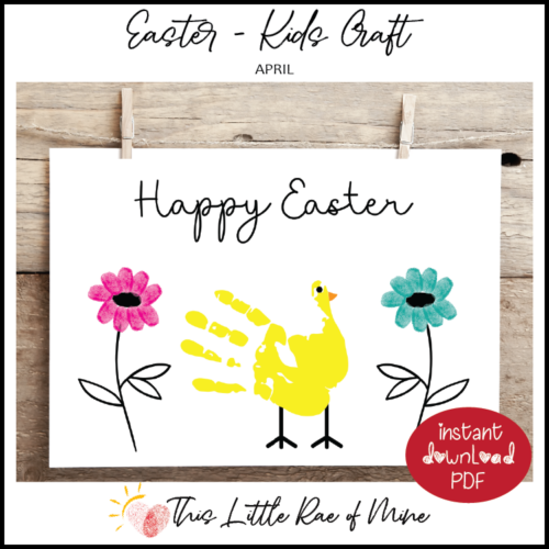 Happy Easter - Chick - flowers - Handprint fingerprint Art - Printable ...