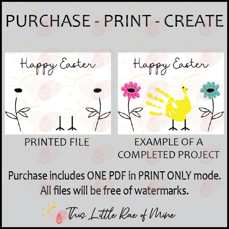 Happy Easter - Chick - flowers - Handprint fingerprint Art - Printable ...