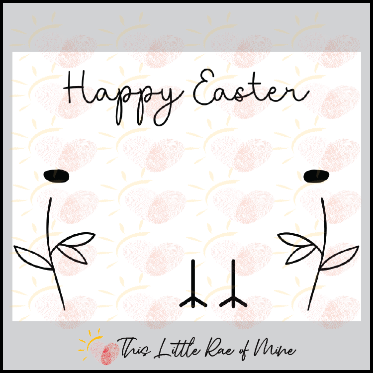 Happy Easter - Chick - flowers - Handprint fingerprint Art - Printable ...