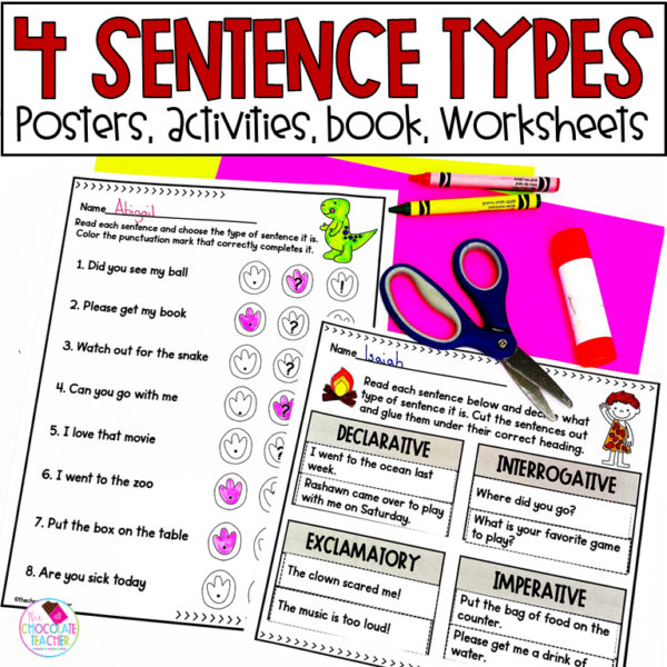 Types of Sentences Punctuation Activities and Worksheets - 1st Grade ...