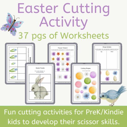 Easter Day Scissor Skills Worksheets - 37 pgs - PreK Skills with Eggs ...