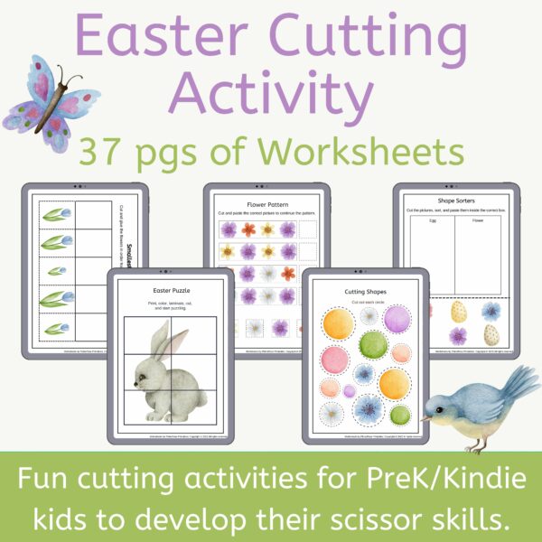 Easter Day Scissor Skills Worksheets - 37 pgs - PreK Skills with Eggs ...