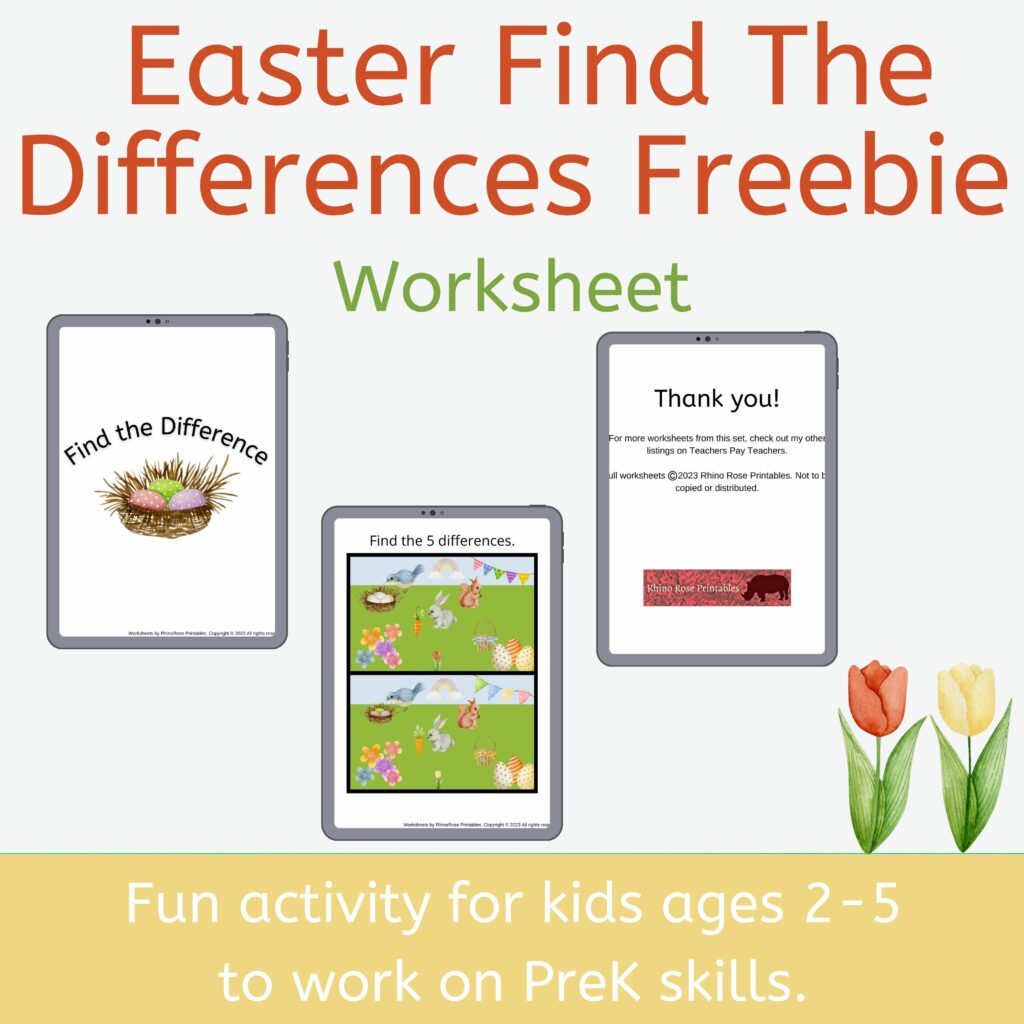 Easter Find the Difference PreK Worksheet No Prep | Made By Teachers