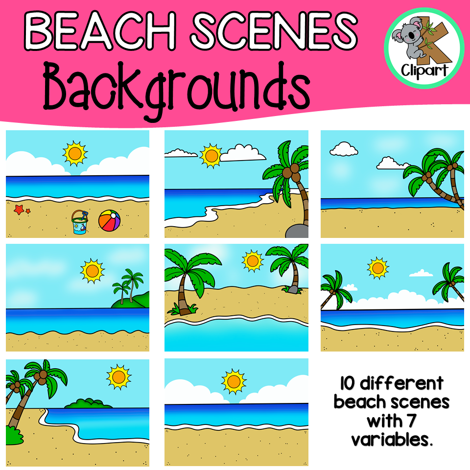 Beach Background Scenes by K Clipart | Made By Teachers