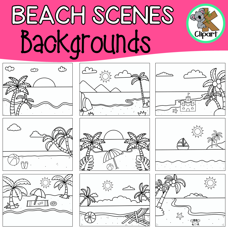 Beach Background Scenes by K Clipart | Made By Teachers