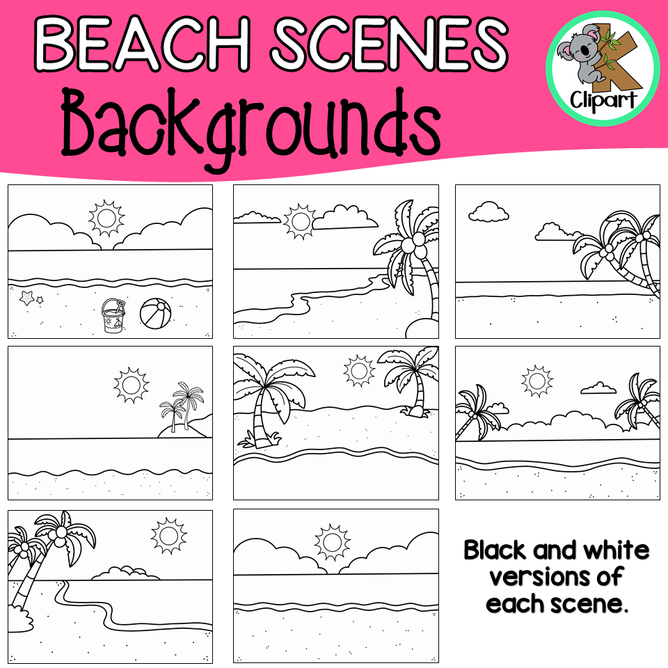 Beach Background Scenes by K Clipart | Made By Teachers