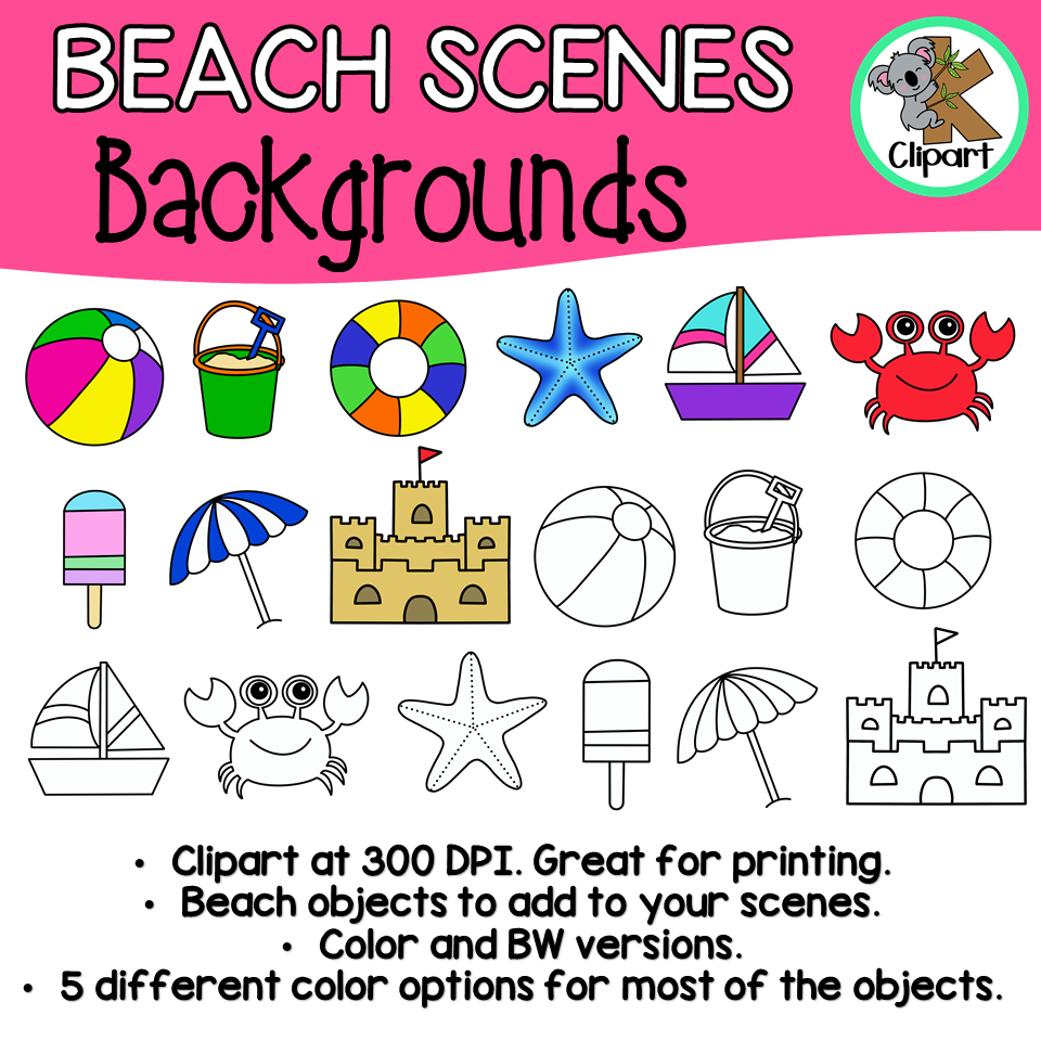 Beach Background Scenes by K Clipart | Made By Teachers