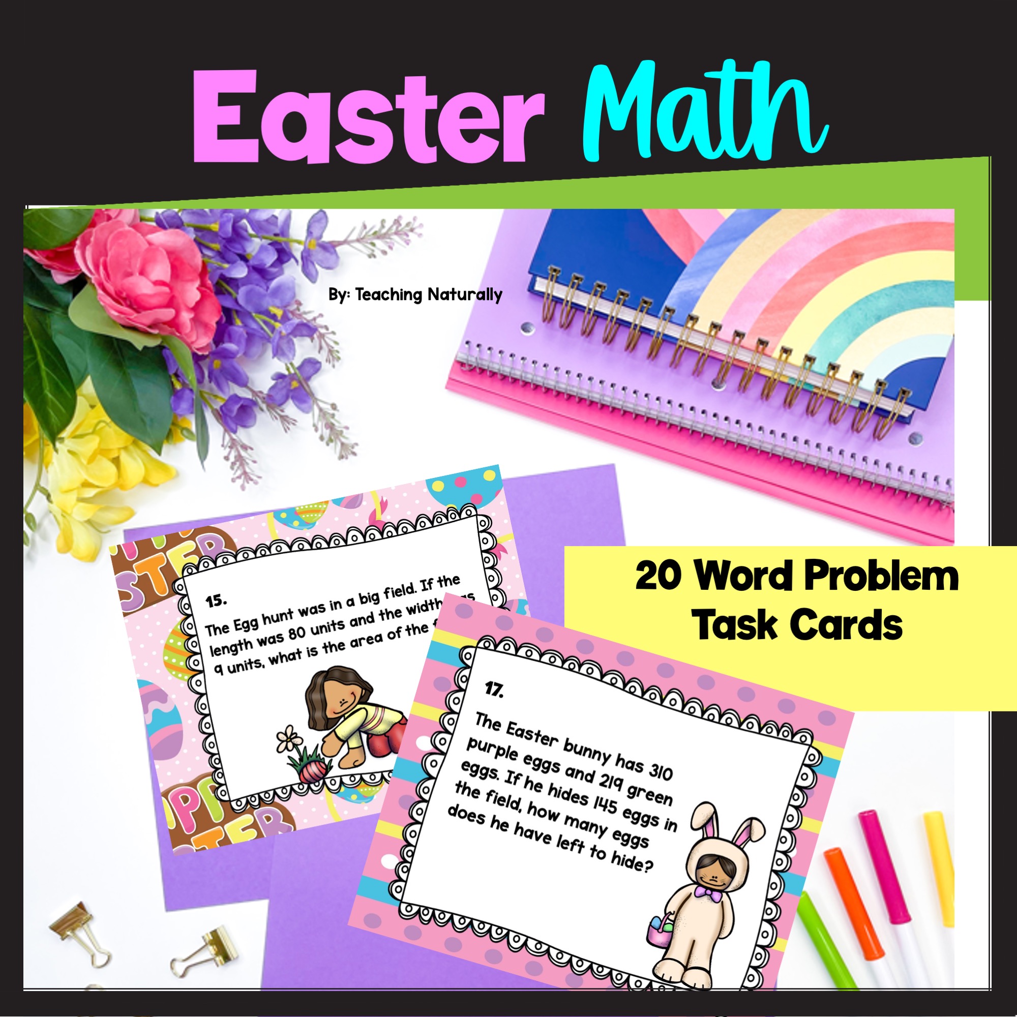 Easter Math Activities Word Problem Task Cards Test Prep | Made By Teachers