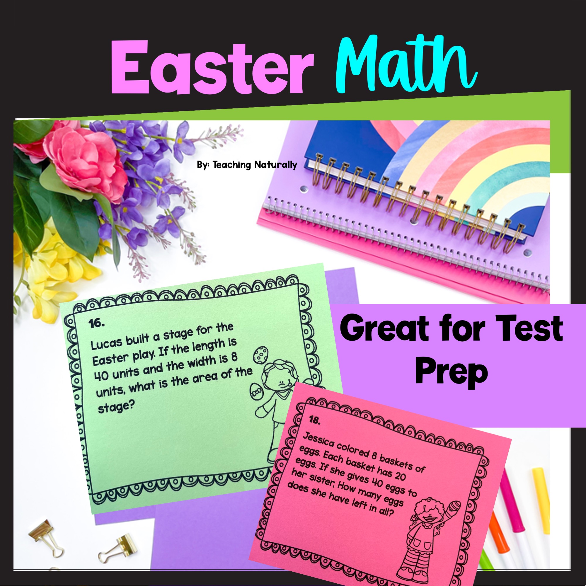 Easter Math Activities Word Problem Task Cards Test Prep | Made By Teachers