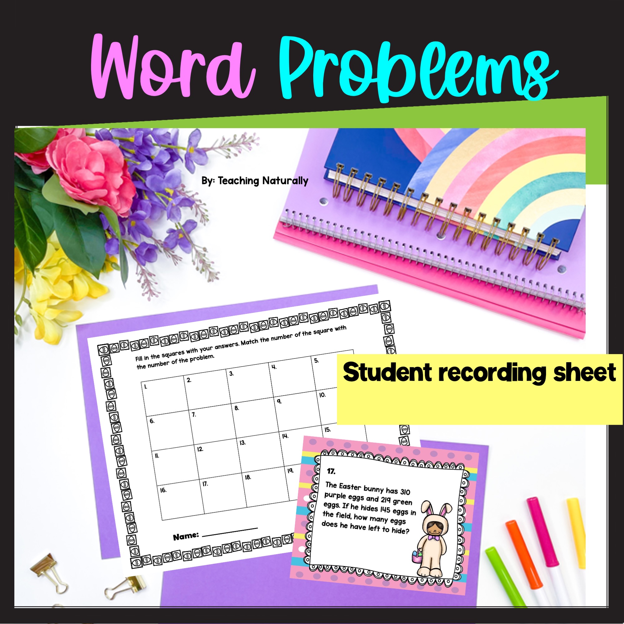 Easter Math Activities Word Problem Task Cards Test Prep | Made By Teachers