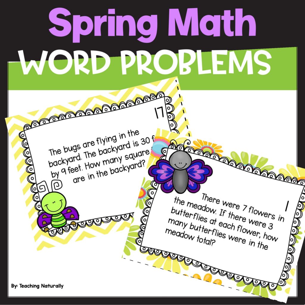Spring Math Activities Word Problem Task Cards Test Prep | Made By Teachers