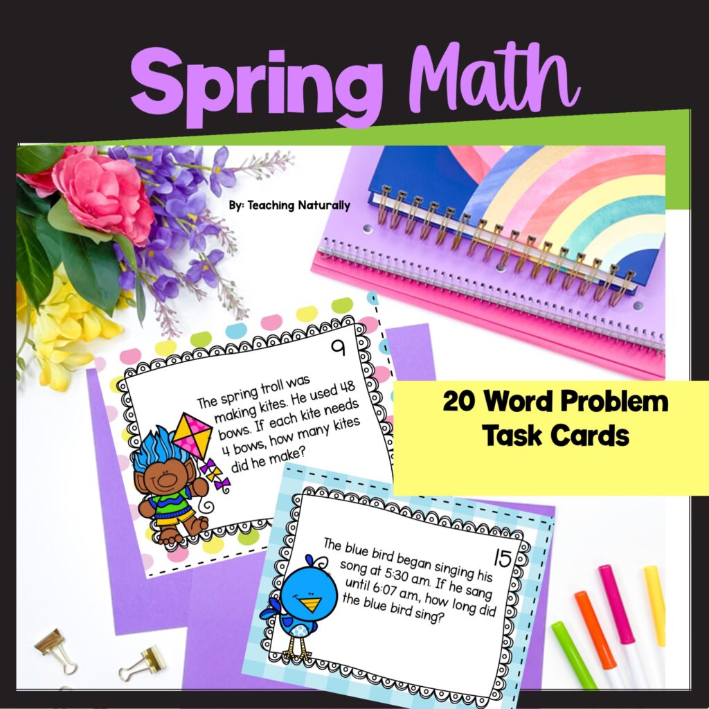 Spring Math Activities Word Problem Task Cards Test Prep | Made By Teachers