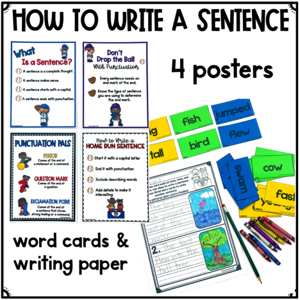 Sentence Writing Posters, Activities, Worksheets, and Craft | Made By ...