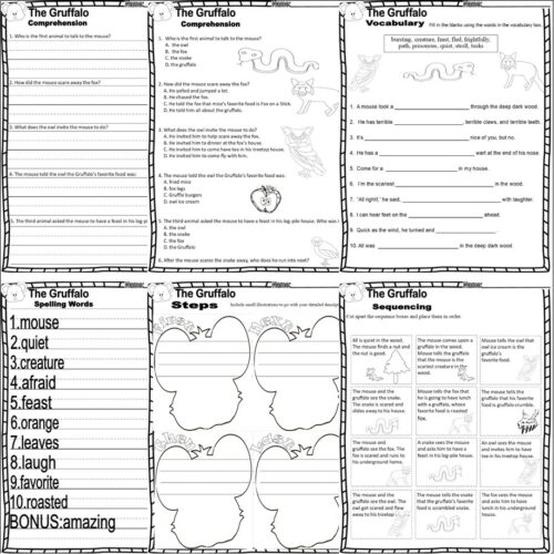The Gruffalo Book Companion Reading Comprehension Worksheets | Made By ...