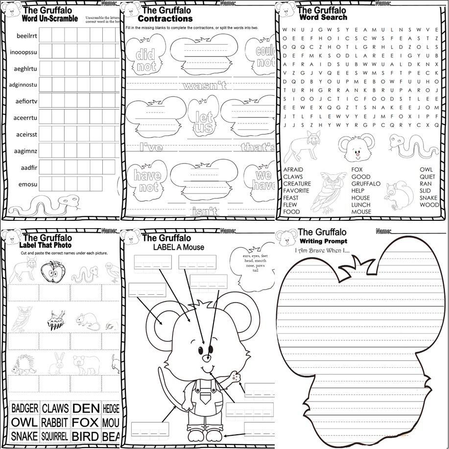 The Gruffalo Book Companion Reading Comprehension Worksheets | Made By ...