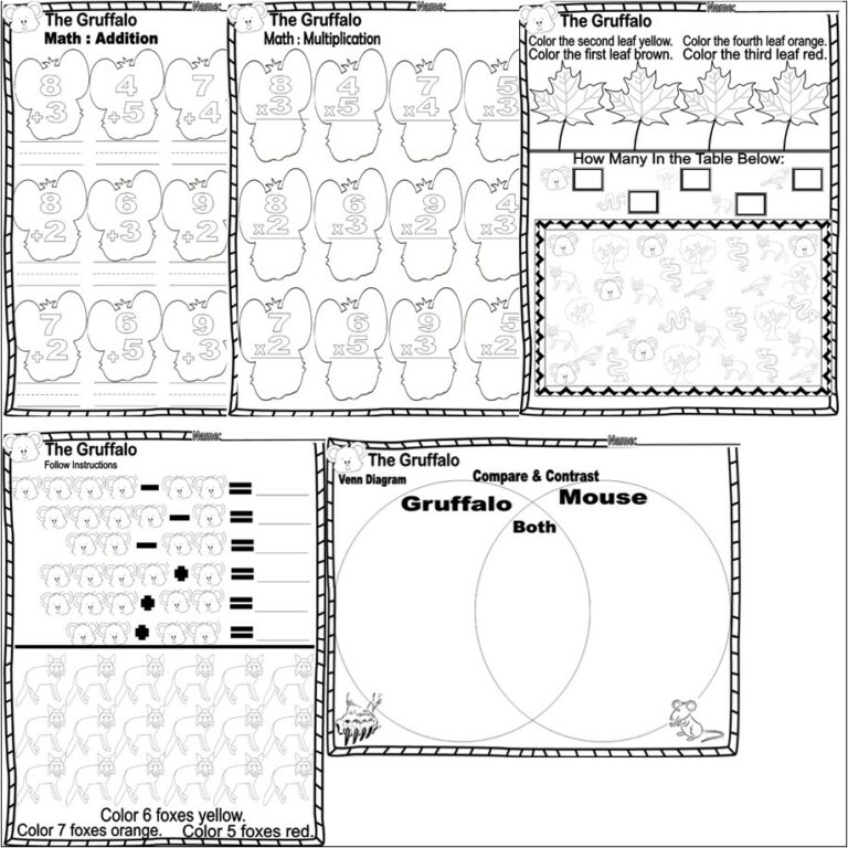The Gruffalo Book Companion Reading Comprehension Worksheets | Made By ...