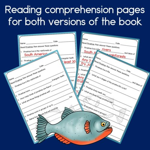 Rainforest Animals Piranhas Book Reading Comprehension and Vocabulary ...